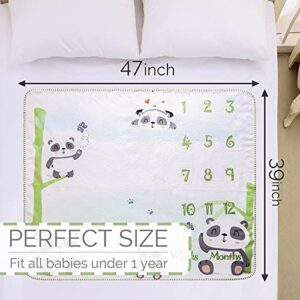 InnoBeta Baby Monthly Milestone Blanket, Flannel Plush Newborn Infant Photo Blanket, for Pictures Photography for Newborn Boys & Girls New Mom Gifts (Panda)