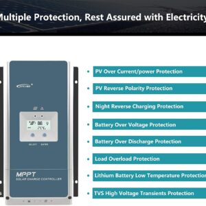 EPEVER Tracer 60A MPPT Solar Charge Controller 150V Max PV for Lithium LiFePO4, AGM, Lead Acid & More