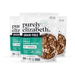 purely elizabeth, vanilla almond butter, keto granola with mct oil, grain-free (3 ct, 8oz bags)