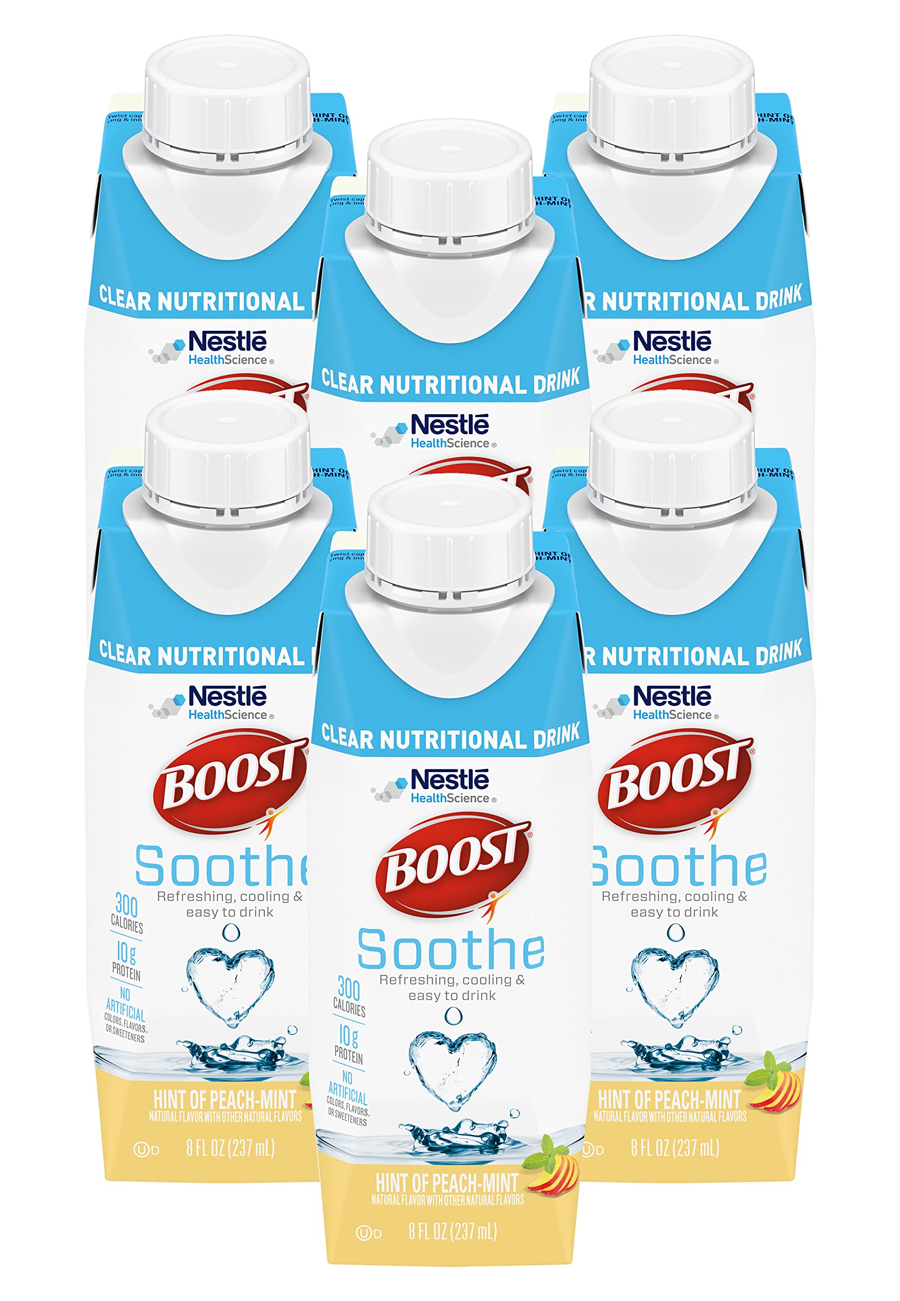 Boost Soothe Clear Nutritional Drink, Peach Mint, 8 FL OZ, 6-Pack