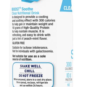 Boost Soothe Clear Nutritional Drink, Peach Mint, 8 FL OZ, 6-Pack