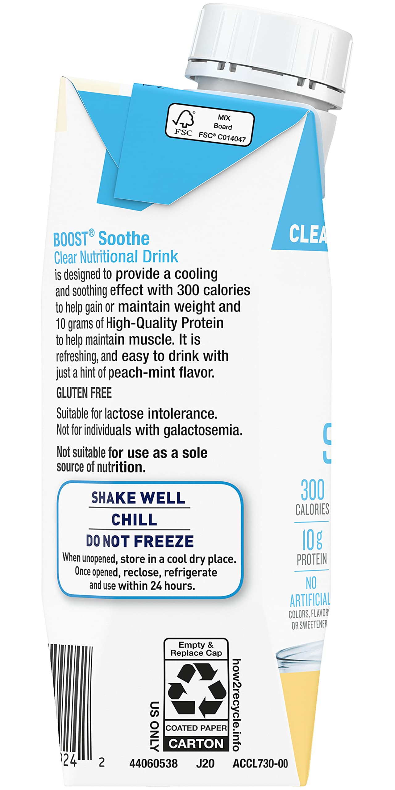 Boost Soothe Clear Nutritional Drink, Peach Mint, 8 FL OZ, 6-Pack