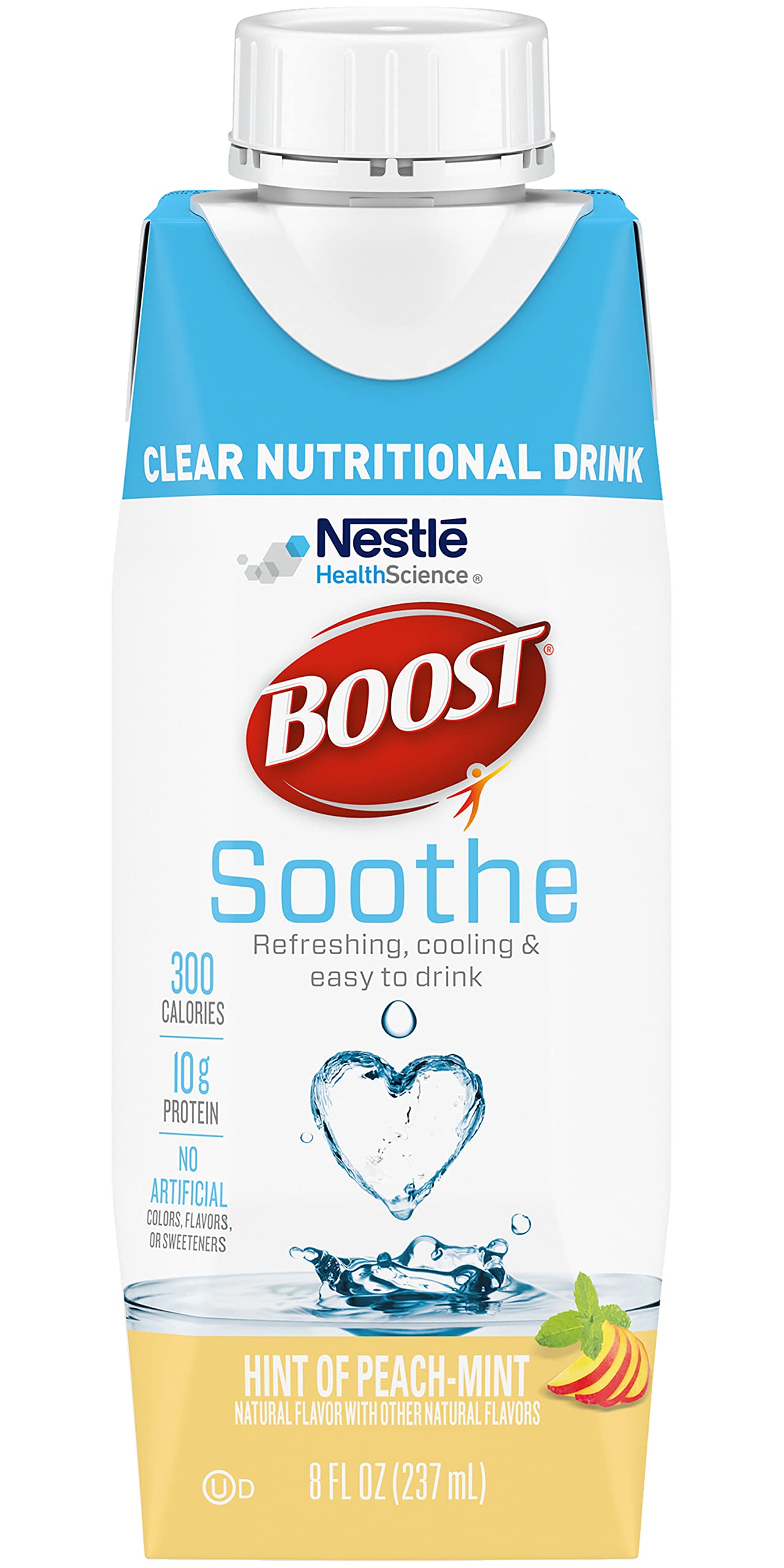 Boost Soothe Clear Nutritional Drink, Peach Mint, 8 FL OZ, 6-Pack