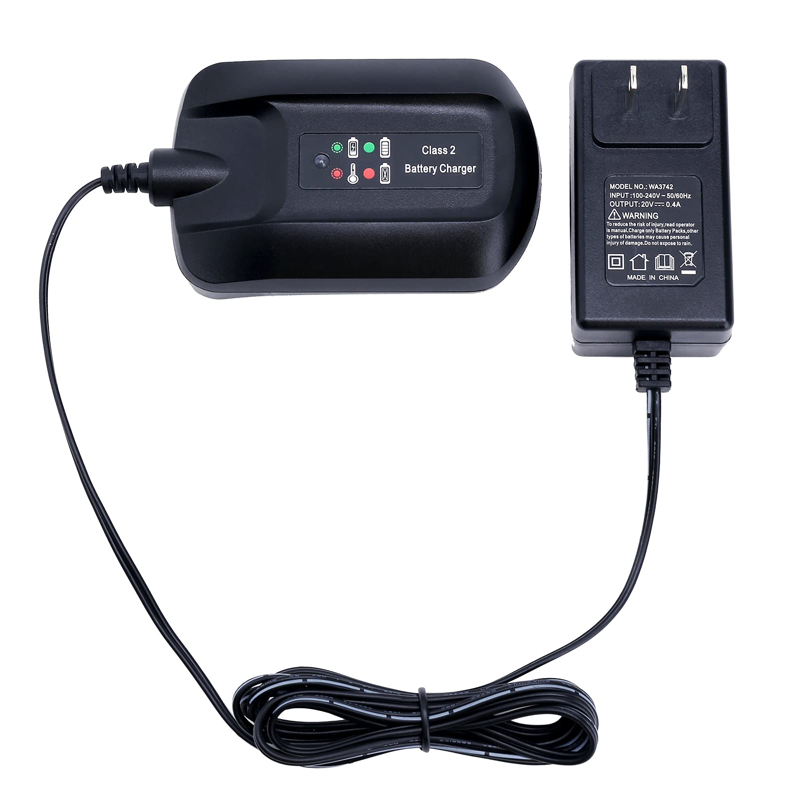 Elefly WA3742 Replacement for Worx 20V Battery Charger WA3732 Compatible with Worx 20V Lithium Battery WA3525 WA3520 WA3575 WA3578