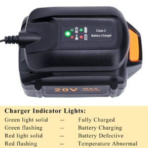 Elefly WA3742 Replacement for Worx 20V Battery Charger WA3732 Compatible with Worx 20V Lithium Battery WA3525 WA3520 WA3575 WA3578