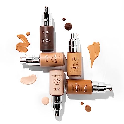 PÜR Beauty 4-in-1 Love Your Selfie Longwear Foundation & Concealer, Full Coverage Liquid Foundation, Hydrating Formula, Cruelty Free, TN3