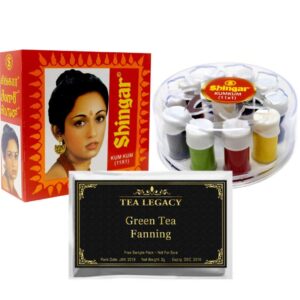 yogic mantra shilpa shringar liquid bindi 10 colors (10 shades mini kumkum bottles bundle with tealegacy sample) premium kum kum for married women forehead bindi dots, tikka bindis & temporary tattoo