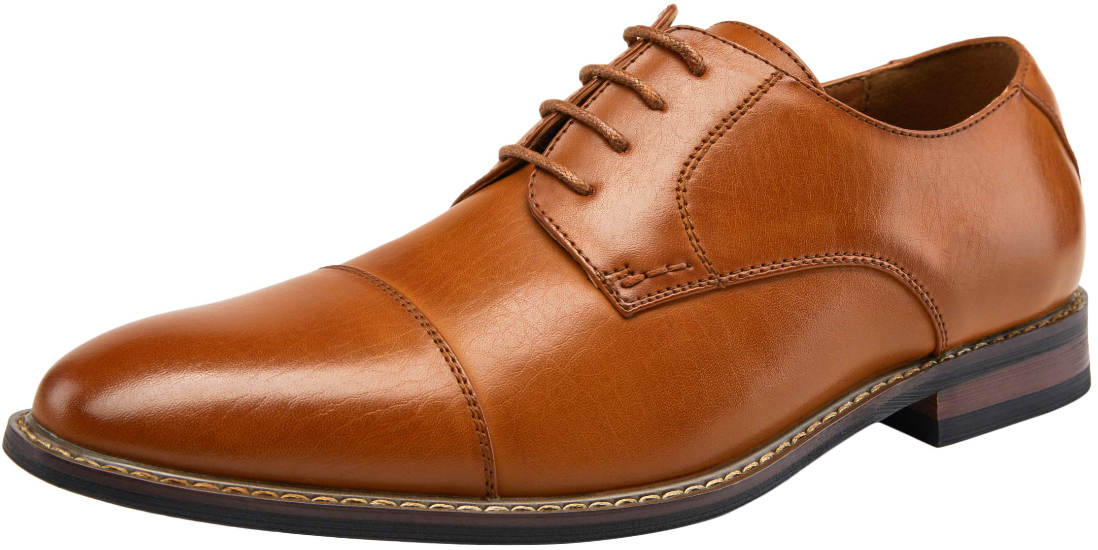 Jousen Men's Dress Shoes Cap Toe Oxford Classic Formal Derby Shoes Business Oxfords (AMY603 Yellow Brown 11)