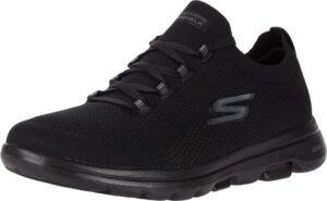 skechers women's go walk 5-uprise sneaker, black, 7 medium us