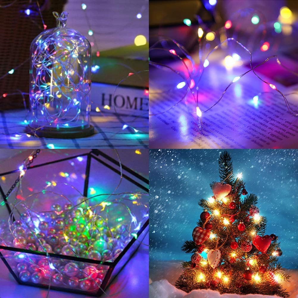 MUMUXI Remote Control Fairy Lights Battery Operated String Lights with Timer [Set of 4], 20ft 60 LED Twinkle Lights with Remote | Color Changing Outdoor Fairy Lights Waterproof Firefly, Multicolor