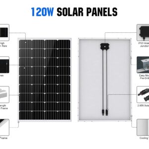 ECO-WORTHY 120W 12V Solar Panel, High Efficiency Mono Module for Motorhome Caravan Camper Shed Boat Yacht Off Grid Solar System Backup Power