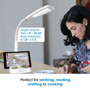 OttLite LED Desk Lamp with Tablet & Smart Phone Stand- ClearSun LED Technology - Desk Lamp with Storage Base, USB Charging Port, & Flexible Neck Height - for Tutorials, Crafting, Sewing & Working