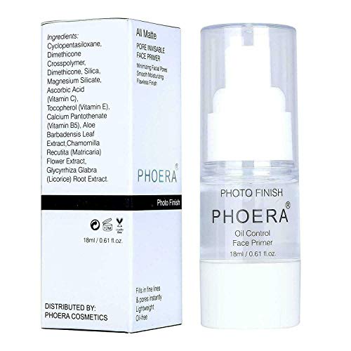 Phoera Face Primer Invisible Pores Base Oil Control Added vitamins Makeup Base Pore Filler Moisturiser Matte Finish Long Lasting Makeup Skin Pore Minimizer UK Cosmetics AquaPurity (18ml Primer)