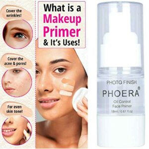 Phoera Face Primer Invisible Pores Base Oil Control Added vitamins Makeup Base Pore Filler Moisturiser Matte Finish Long Lasting Makeup Skin Pore Minimizer UK Cosmetics AquaPurity (18ml Primer)