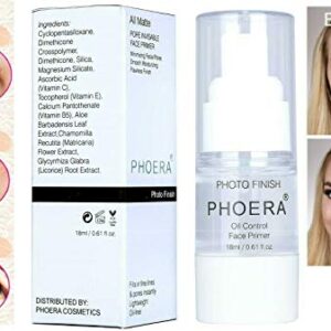 Phoera Face Primer Invisible Pores Base Oil Control Added vitamins Makeup Base Pore Filler Moisturiser Matte Finish Long Lasting Makeup Skin Pore Minimizer UK Cosmetics AquaPurity (18ml Primer)