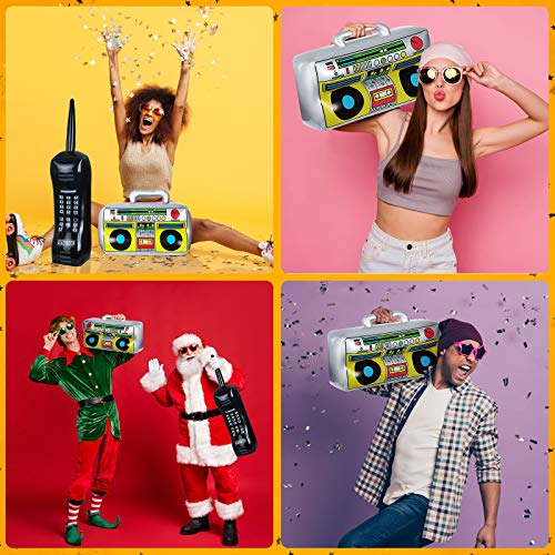 Gejoy 2 Pieces Inflatable Radio Boombox Inflatable Mobile Phone Props for 80s 90s Party Decorations Hip Hop Theme Birthdays Party Supplies