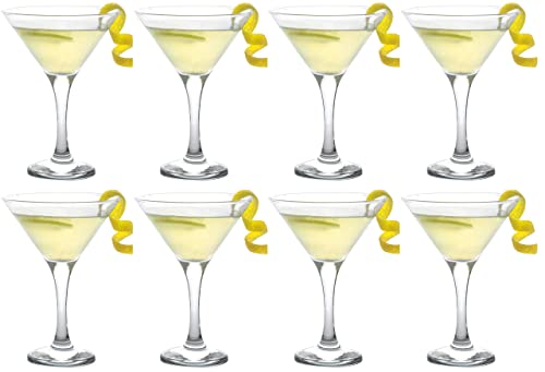 epure Milano Collection 8 Piece Stemmed Martini Glass Set - For Drinking Martinis, Manhattans, Vodka, Gin, and Cocktails (Martini Glass (6 oz))