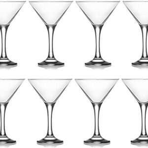 epure Milano Collection 8 Piece Stemmed Martini Glass Set - For Drinking Martinis, Manhattans, Vodka, Gin, and Cocktails (Martini Glass (6 oz))