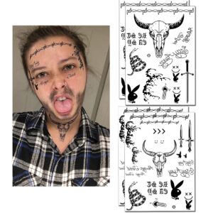 face tattoo,halloween temporary tattoos sticker, halloween costume,parties tattoos,4 sheets