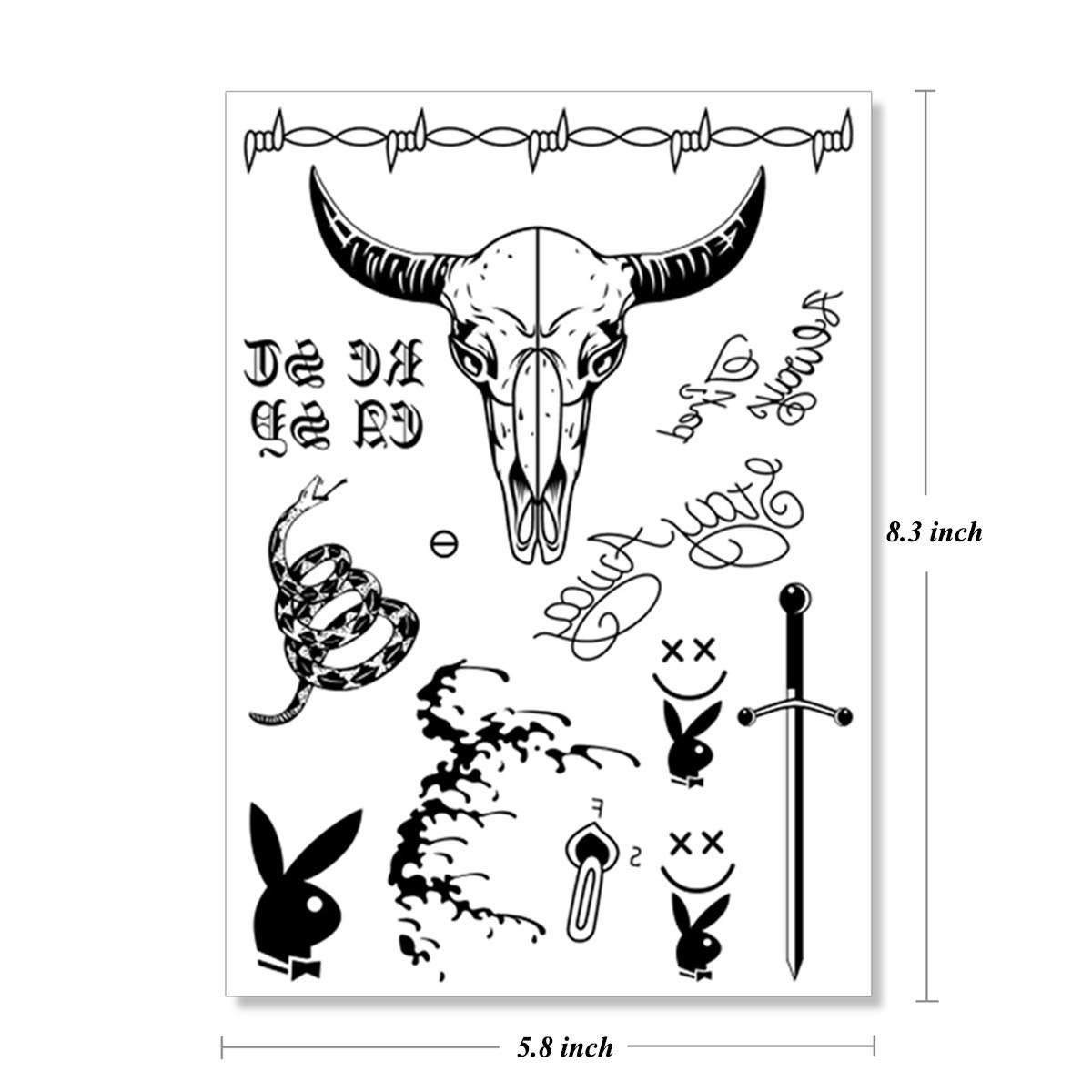 Face Tattoo,Halloween Temporary Tattoos Sticker, Halloween Costume,Parties Tattoos,4 Sheets