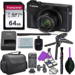 canon powershot g7 x mark iii point & shoot digital camera bundle w/tripod hand grip, 64gb u3 sd memory, case and more