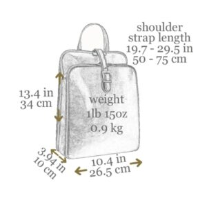 Time Resistance Leather Backpack Convertible to Shoulder Bag - Handmade For Laptops up to 12 Inches Daybag Rucksack