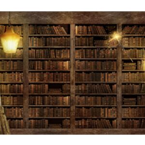 Funnytree 7x5FT Wizard Magic Bookshelf Photography Backdrop for Halloween Bookcase Dress Up Party Decor Ancient Library Background Photo Booth Prop