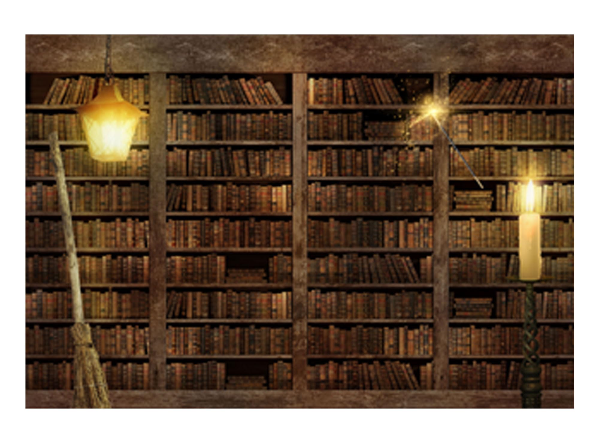 Funnytree 7x5FT Wizard Magic Bookshelf Photography Backdrop for Halloween Bookcase Dress Up Party Decor Ancient Library Background Photo Booth Prop