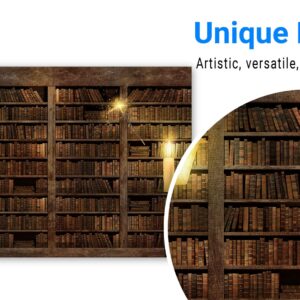 Funnytree 7x5FT Wizard Magic Bookshelf Photography Backdrop for Halloween Bookcase Dress Up Party Decor Ancient Library Background Photo Booth Prop