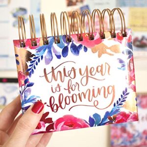 bloom daily planners Undated Perpetual Desk Easel/Inspirational Standing Flip Calendar Office Decor for Women - (5.25" x 5.5")- Hand-Lettered