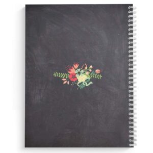 Floral Wreath Personalized Monthly and Weekly HARDCOVER Planner and Organizer, 1 full year, DATED or UNDATED OPTION, 8.5" x 11", lay flat wire-o spiral binding