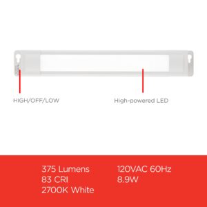 UltraPro 12 inch Plug-in Linkable Under Cabinet Lights, High/Low/Off, Warm White Light (2700K), LED Under Cabinet Lighting, Under Counter Lights for Kitchen, 44105