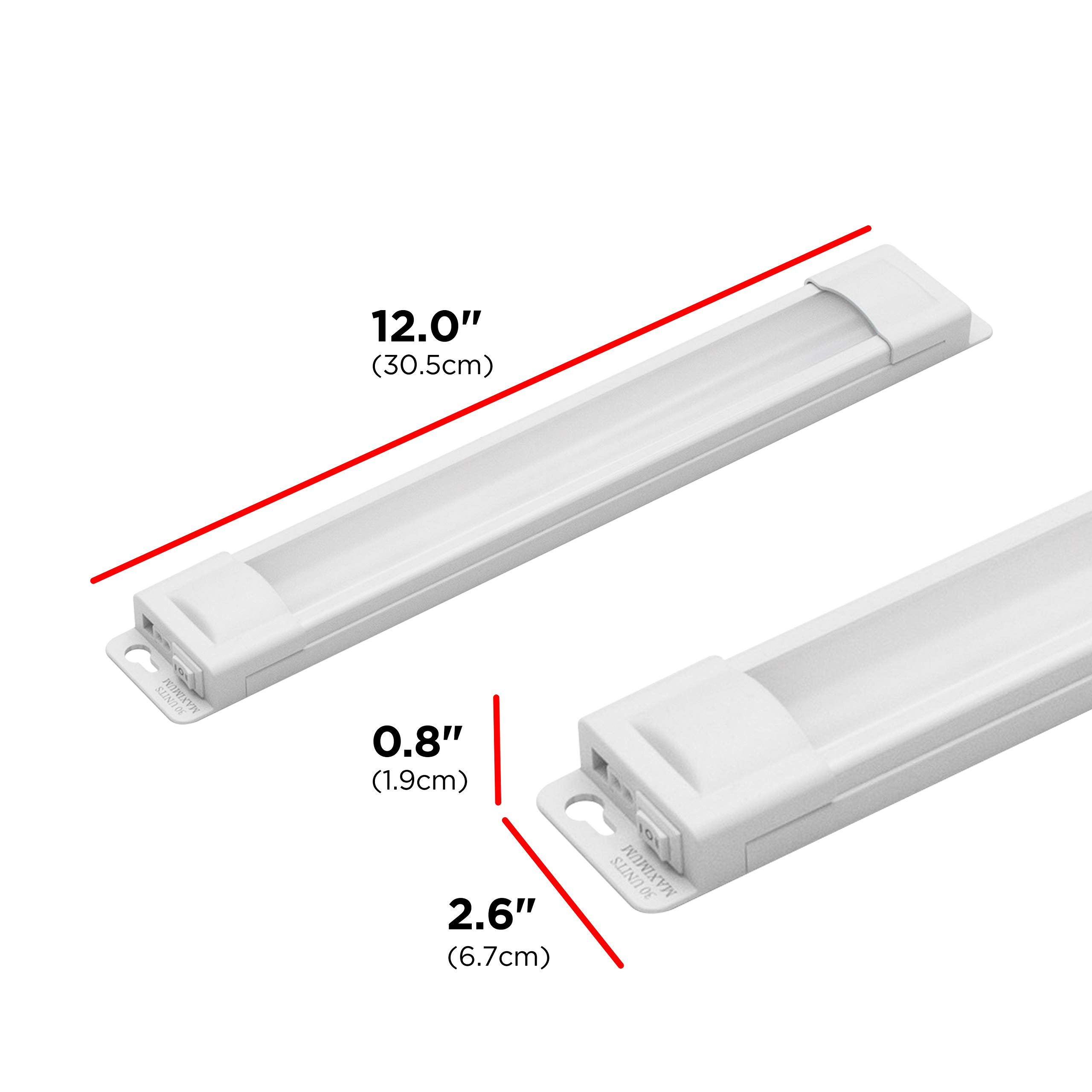 UltraPro 12 inch Plug-in Linkable Under Cabinet Lights, High/Low/Off, Warm White Light (2700K), LED Under Cabinet Lighting, Under Counter Lights for Kitchen, 44105