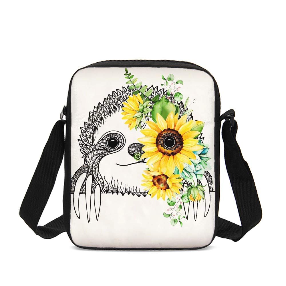 DuJiea Sloth Sunflower Kids Backpack Set 3 Piece Student Back To School Book Bag with Shouder Bag Pencil Case Box for Boys Girls 1-6th Grade