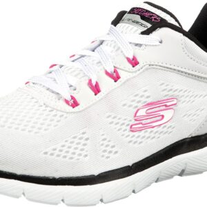 Skechers Flex Appeal 3.0 - Steady Womens Sneaker, White/Black/Hot Pink, 7.5