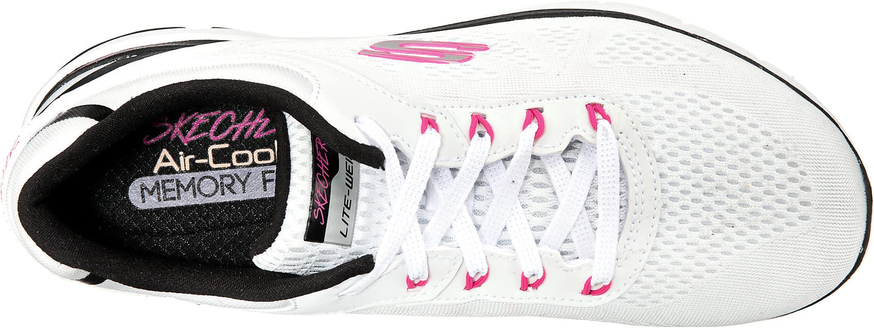 Skechers Flex Appeal 3.0 - Steady Womens Sneaker, White/Black/Hot Pink, 7.5