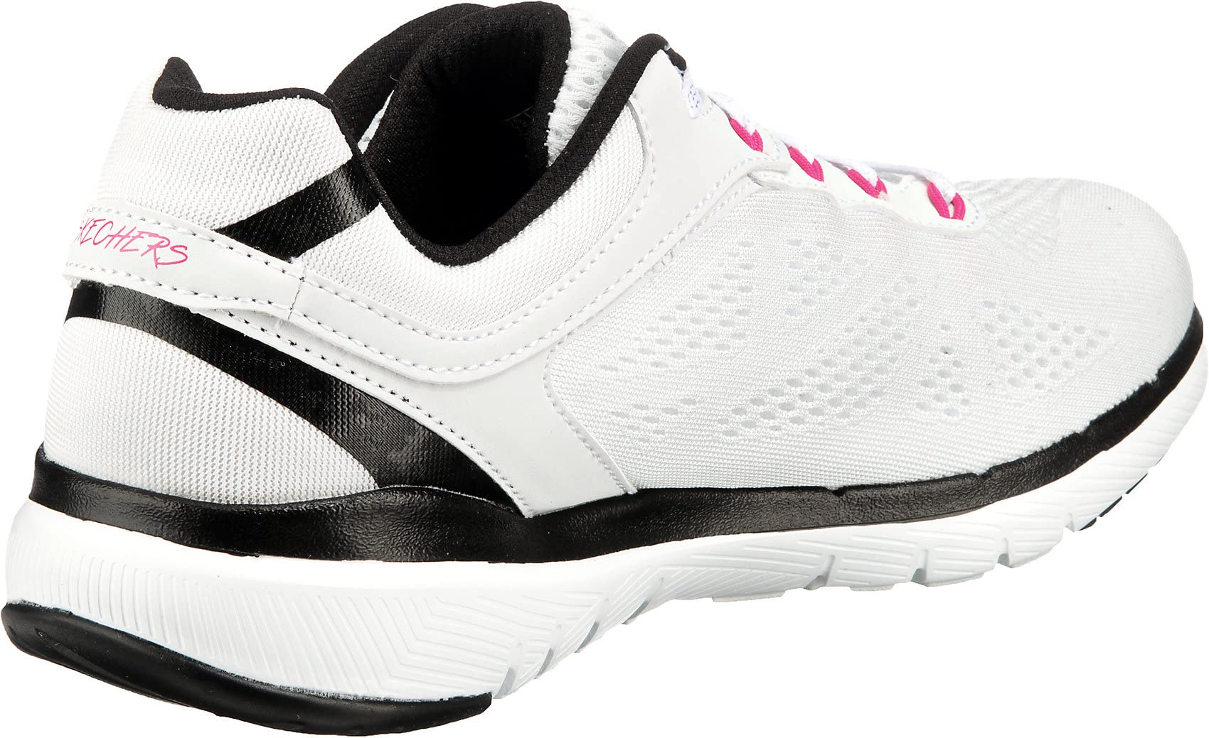 Skechers Flex Appeal 3.0 - Steady Womens Sneaker, White/Black/Hot Pink, 7.5