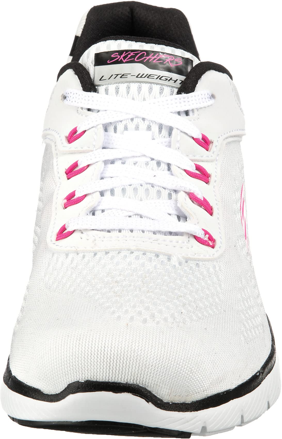 Skechers Flex Appeal 3.0 - Steady Womens Sneaker, White/Black/Hot Pink, 7.5