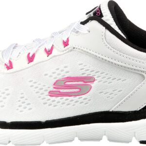 Skechers Flex Appeal 3.0 - Steady Womens Sneaker, White/Black/Hot Pink, 7.5