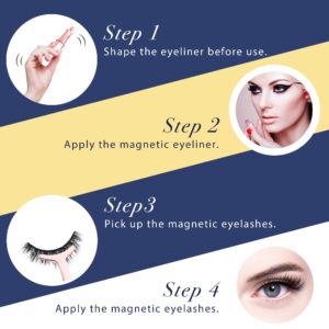 5 Pairs Reusable Magnetic Eyelashes and 2 Tubes of Magnetic Eyeliner Kit, Upgraded 3D Magnetic Eyelashes Kit With Tweezers Inside, Magnetic Eyeliner and Magnetic Eyelash Kit - No Glue Needed