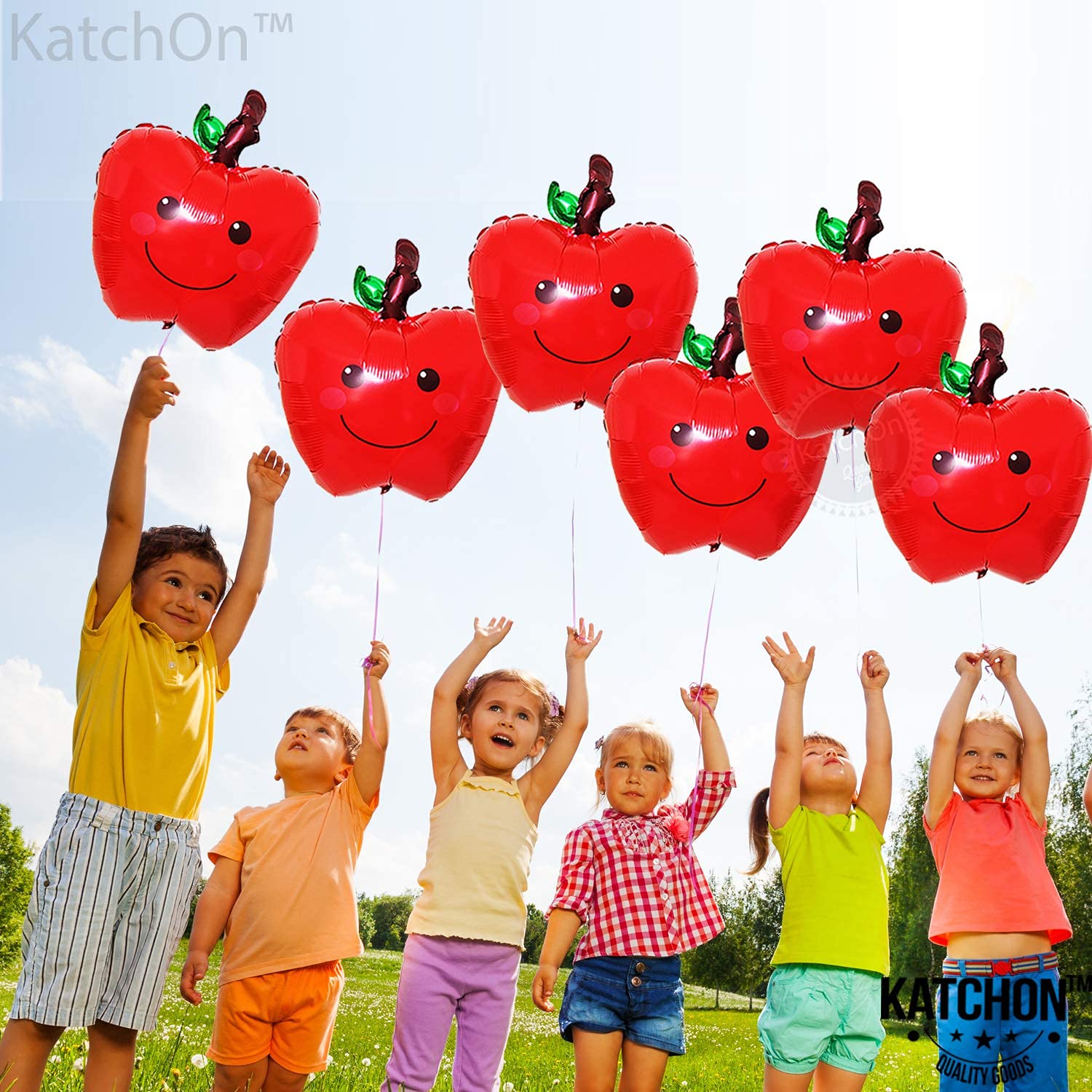 KatchOn, Apples Balloons for Back to School Decorations - 21 Inch, Pack of 10 | Back to School Balloons for Welcome Back to School Decorations | Back to School Supplies Apples Decorations Classroom