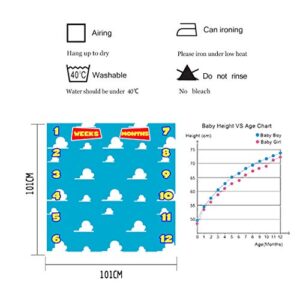 F-FUN SOUL Blue Sky White Clouds Baby Monthly Milestone Blanket 40x40in Nursery Blanket Baby Shower Age Growth Tracker with Bonus Marker LHFS981