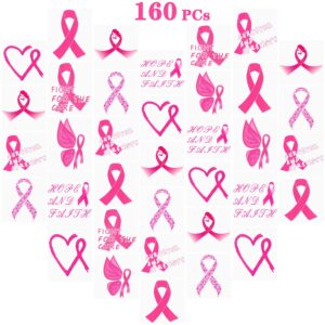 160 pcs pink ribbon tattoos breast cancer awareness temporary tattoos