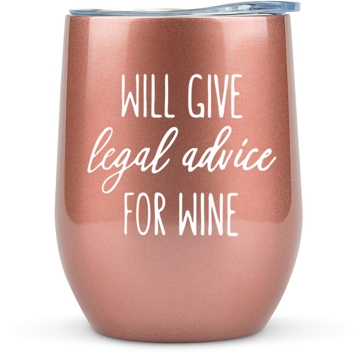 KLUBI Lawyer Gifts -Will Give Legal Advice for Wine 12oz Tumbler/Mug for Wine or Coffee - Gift Idea for Law School, Judge, Women, Men, Attorney, Student, Paralegal, Graduation, Prosecutor