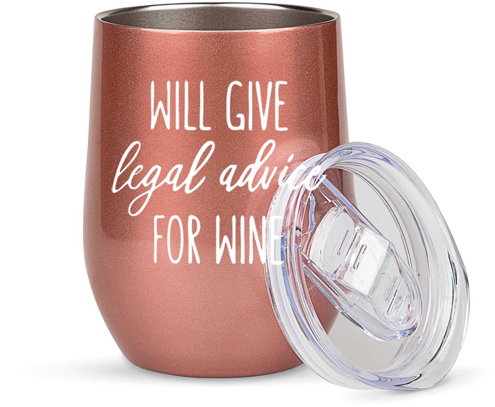 KLUBI Lawyer Gifts -Will Give Legal Advice for Wine 12oz Tumbler/Mug for Wine or Coffee - Gift Idea for Law School, Judge, Women, Men, Attorney, Student, Paralegal, Graduation, Prosecutor