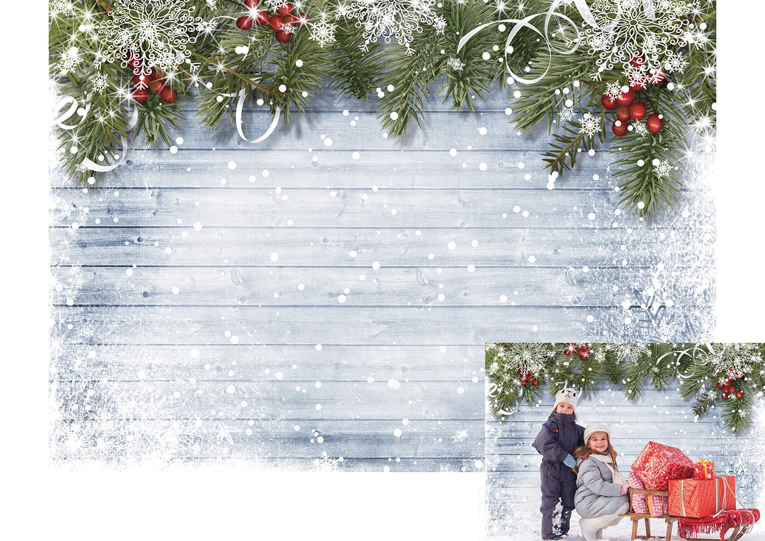 LTLYH 7x5ft Christmas Photography Backdrops Christmas Eve Wood Wall Photo Backdrop Christmas White Snow Photo Props Background A023