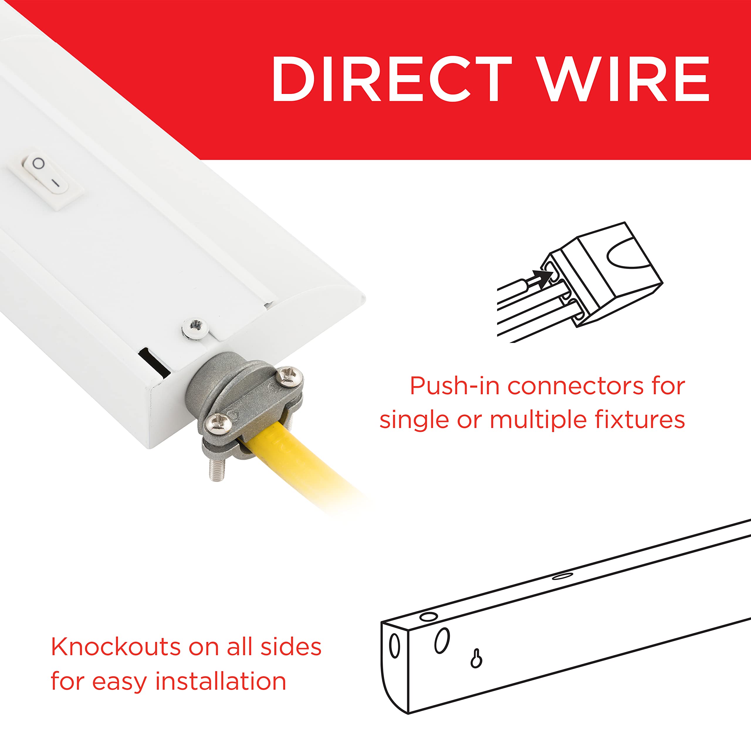 UltraPro 24 inch Hardwired Under Cabinet Lights, 3 Color Settings - 2700K/4000K/5000K - Warm White, Cool White, and Daylight, Under Cabinet Lighting, Dimmable Under Counter Lights for Kitchen, 45368