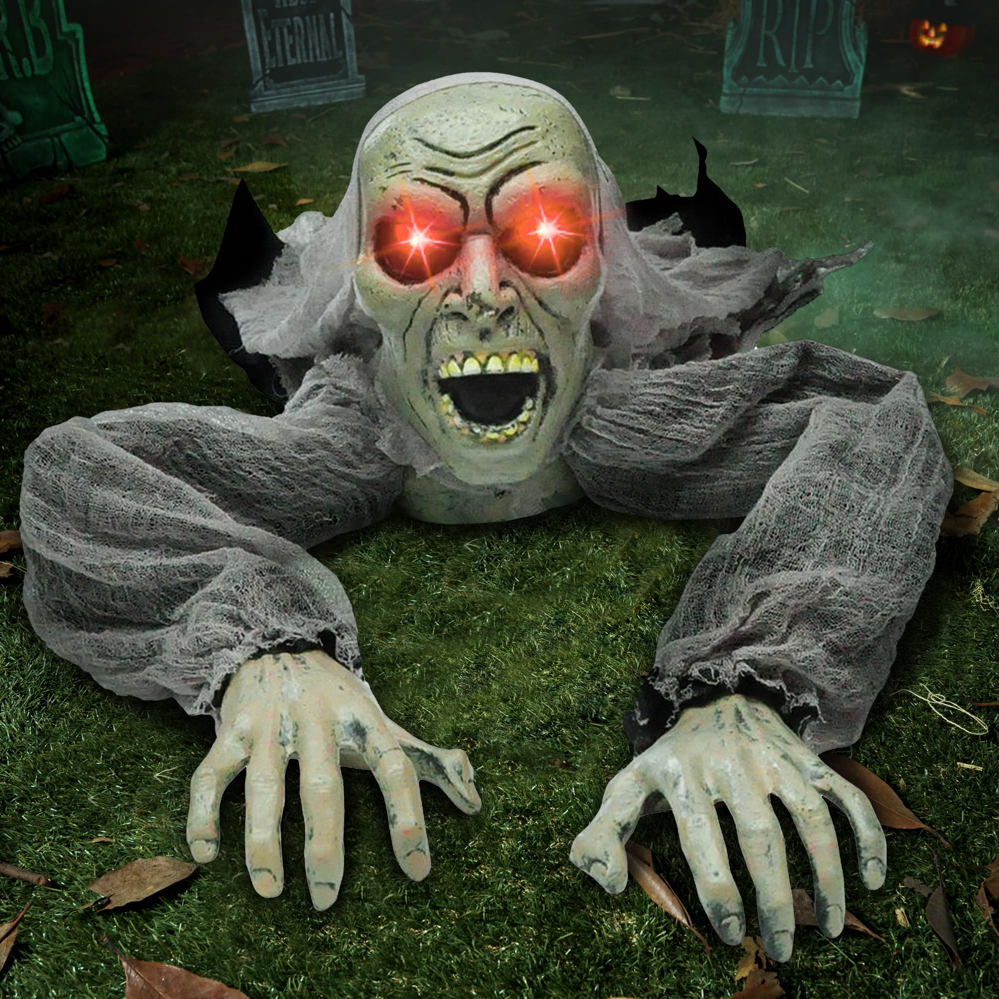 JOYIN Halloween Décor Groundbreaker Zombie with Sound and Flashing Eyes for Halloween Yard Garden Outdoor Indoor Decorations