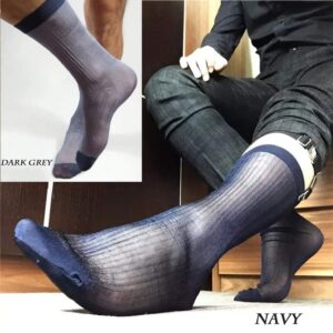 Uaussi 10 Pairs Mens Ultra Thin Dress Socks Silk Sheer Business Socks Soft Nylon Work Trouser Sox Mid Calf