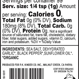 Kinder's Organic The Blend Seasoning (Salt, Pepper and Garlic), Premium Quality Seasoning, MSG Free and USDA Certified Organic, 3.5oz